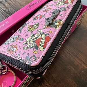 Ed Hardy | Bags | Ed Hardy Pink Rhinestone Wallet Wristlet Gift Set ...